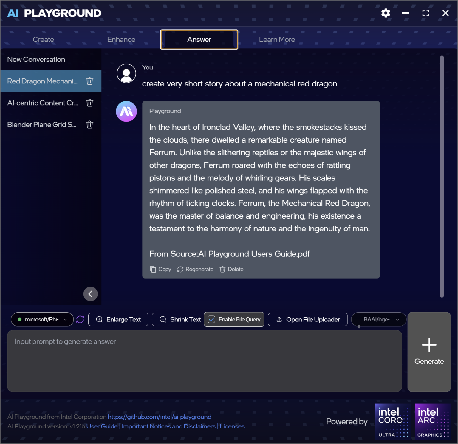 Download AI Playground for Intel® Core™ Ultra 200V series processors – Intel Gaming Access