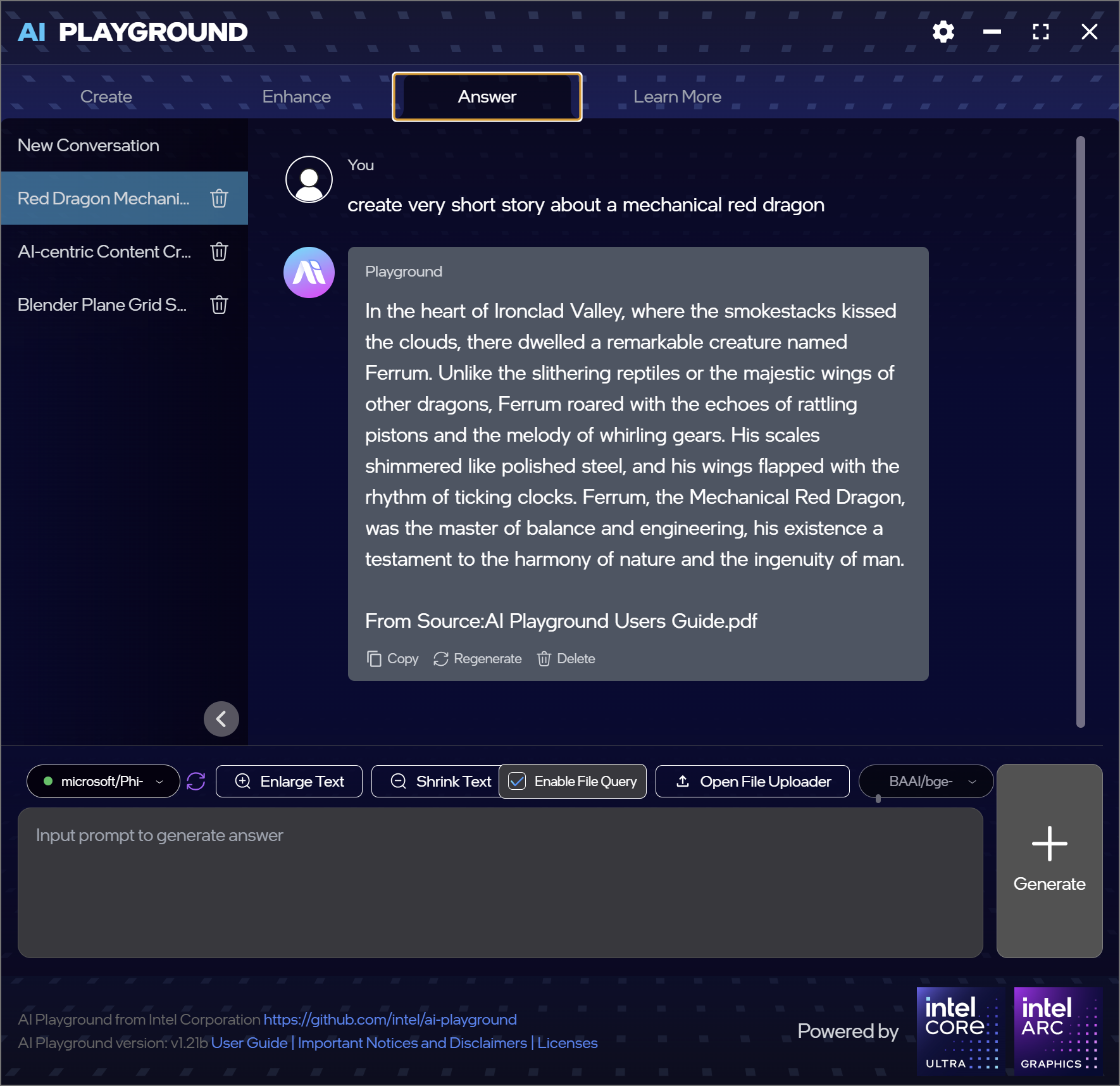 Download AI Playground for Intel® Core™ Ultra 200V series processors – Intel Gaming Access